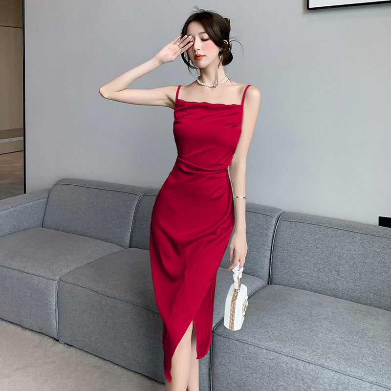 Luxurious Acetate Satin Dress with High-Grade Silky Finish